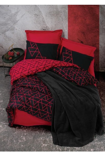 Cotton Box Çift Kişilik Battaniyeli Nevresim Takımı Shadow Bordo