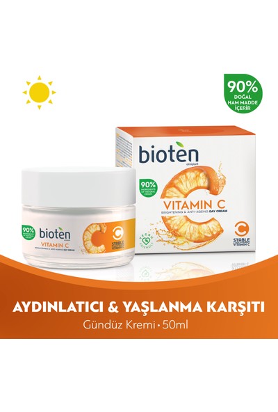 Bioten Vitamin C Aydınlatıcı & Yaşlanma Karşıtı Gündüz Kremi 50 ml