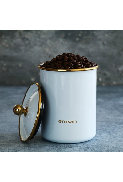 Emsan Troy Emaye Büyük Kavanoz Beyaz Emsan Troy Emaye Büyük Kavanoz Beyaz