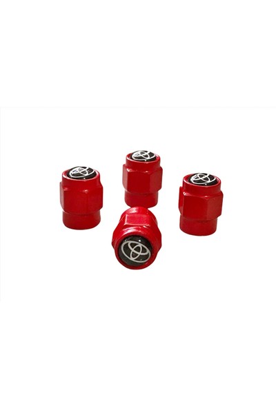 Cms Toyota Kırmızı Sibop Kapağı - Toyota Lüks Sibop Kapağı - Toyota - 4 Adet