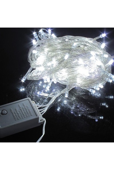 Partishop.net Beyaz Kablolu 100 Ampüllü LED Işık Beyaz Renk 10 Metre Partishop.net Beyaz Kablolu 100 Ampüllü LED Işık Beyaz Renk 10 Metre