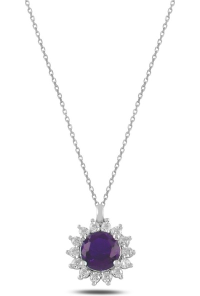 Şile Silver Halo Tektaş Zirkon Taşlı Kolye