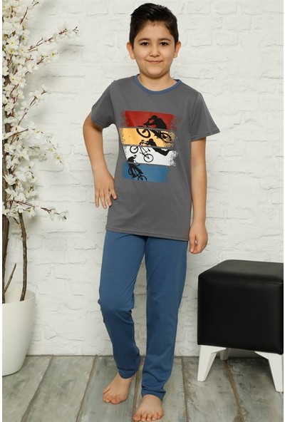 Moto Angela Erkek Çocuk Pijama Takımı Kısa Kollu Pamuklu Soft LAURA03