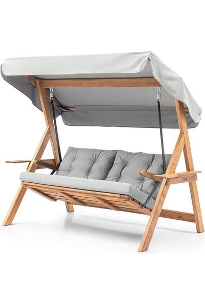 Hier Galata Swing S3 Ahşap Dış Mekan Bahçe Balkon ve Teras Salıncağı Gri