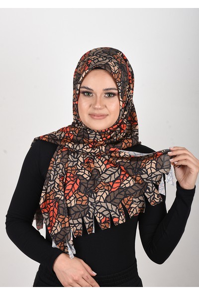 Öyküm Bone Sonbahar Modası Desenli Plseli likralı Hazır Şal-Eşarp