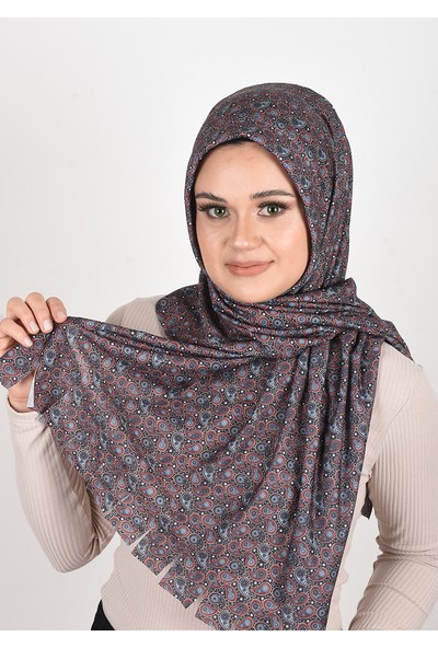 Öyküm Bone Etnik Desenli Plseli likralı Hazır Şal-Eşarp