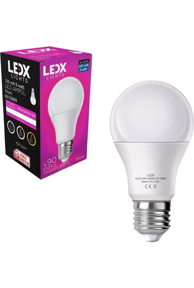Ledx LED Ampül 220V 8W 850 Lümen Beyaz E27 10 Adet Ledx LED Ampül 220V 8W 850 Lümen Beyaz E27 10 Adet