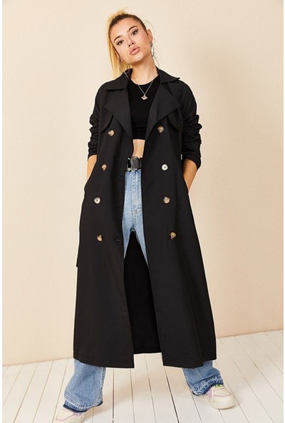 Hera Fashion Kadın Haki Şal Yaka Düğmeli Trençkot Hera Fashion Kadın Haki Şal Yaka Düğmeli Trençkot