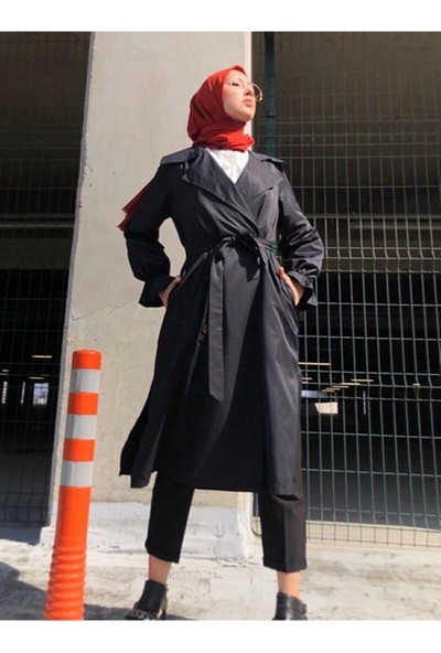 Hera Fashion Kadın Düğmeli Trençkot