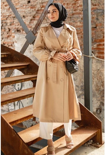 Hera Fashion Kadın Düğmeli Trençkot