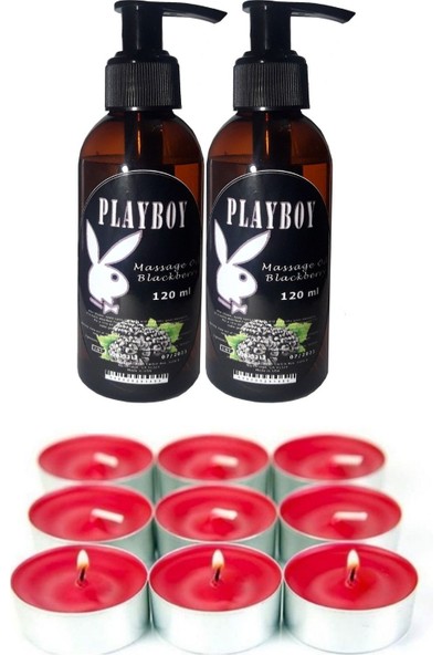 Playboy Aromaterapi Yenilebilir Böğürtlen Aromalı 2 Adet Vücut Masaj Yağı 120ml + Mum Li Playboy Aromaterapi Yenilebilir Böğürtlen Aromalı 2 Adet Vücut Masaj Yağı 120ml + Mum Li