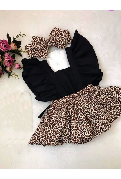 Tek Tıkla Giyin Leopar Desenli Bebek Elbisesi Tek Tıkla Giyin Leopar Desenli Bebek Elbisesi