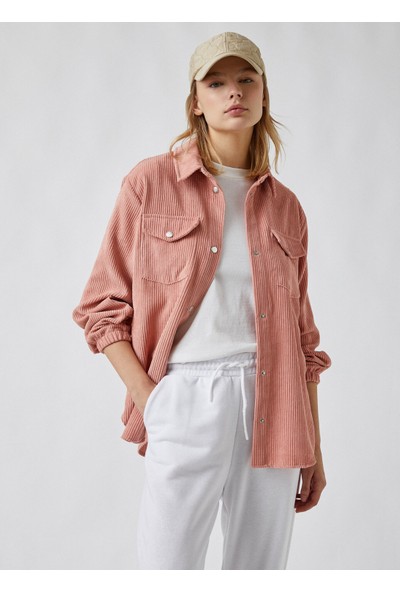 Koton 2KAK63583EW Normal Kalıp Pudra Kadın Gömlek Koton 2KAK63583EW Normal Kalıp Pudra Kadın Gömlek