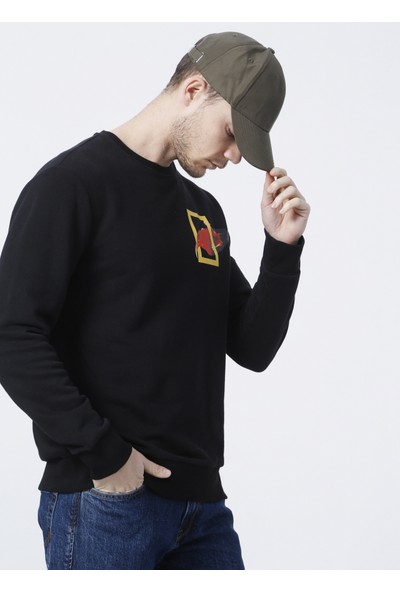 National Geographic Bird-Swt Bisiklet Yaka Standart Kalıp Siyah Erkek Sweatshirt