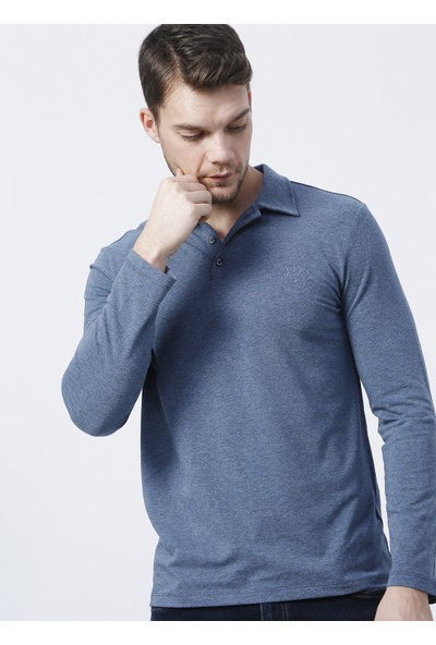 Ds Damat Ds1101 Polo Yaka Normal KalıpDüz Mavi Melanj Erkek T-Shirt Ds Damat Ds1101 Polo Yaka Normal KalıpDüz Mavi Melanj Erkek T-Shirt