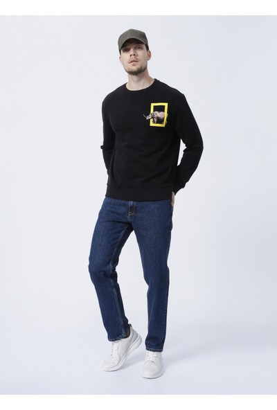 National Geographic Rhino-Swt Bisiklet Yaka Standart Kalıp Siyah Erkek Sweatshirt