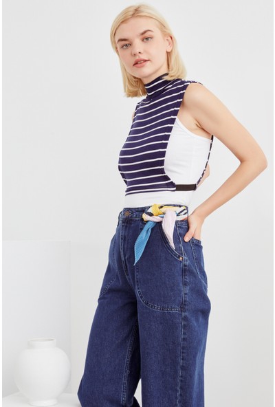 Mirach Ince Beyaz Çizgili Penye Boyunluk Mirach Ince Beyaz Çizgili Penye Boyunluk