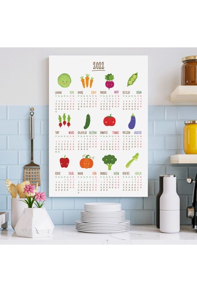 Mutfak Poster Takvim 35X50CM 2022 Sebzeli Vegan Duvar Takvimi Mutfak Poster Takvim 35X50CM 2022 Sebzeli Vegan Duvar Takvimi