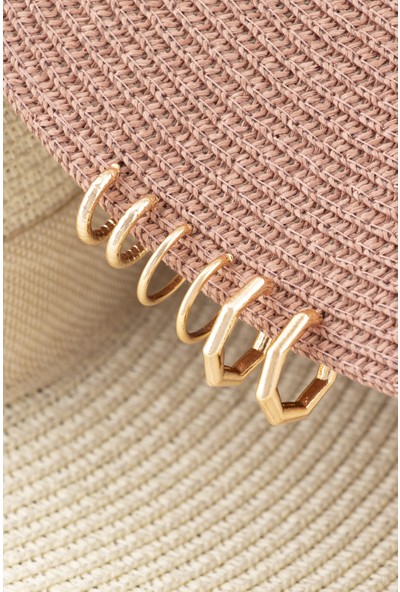 Sortie 6'lı 3 Boy Sekizgen Figürlühalka Küpe Kombini 013