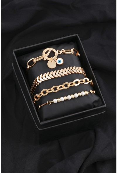 Sortie Dorika ve Incili Dümen Figürlü 4'lü Kombin Bileklik Seti 009