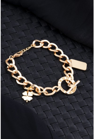 Sortie Çelik Yonca Figürlü Roma Rakamlı Bileklik 018