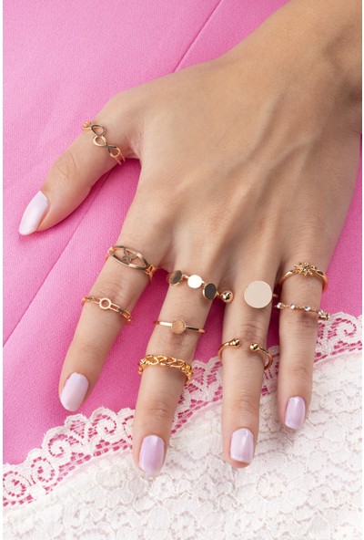 Sortie Kelebek ve Sonsuzluk Figürlü 10'lu Yüzük Kombini 007