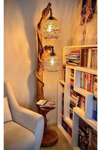 Beyond Decoration Doğal Ağaç Yalıkavak Serisi Çift Küre Aydınlatma Lambader 140 cm Beyond Decoration Doğal Ağaç Yalıkavak Serisi Çift Küre Aydınlatma Lambader 140 cm
