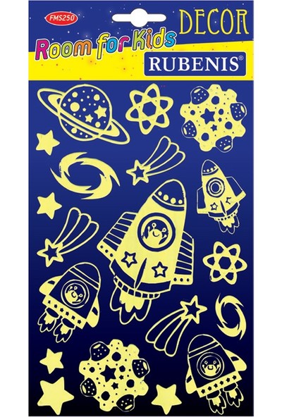 Rubenis Sticker Fosforlu Renk Uzay Figürlü Orta Boy Oda FMS250 Rubenis Sticker Fosforlu Renk Uzay Figürlü Orta Boy Oda FMS250