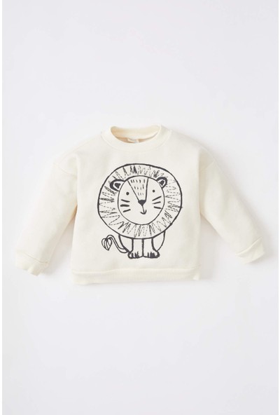 DeFacto Erkek Bebek Regular Fit Bisiklet Yaka Aslan Baskılı Sweatshirt X2746A221WN