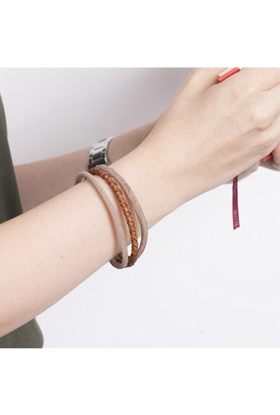 Bouletta Deri Bileklik Örgülü Üçlü BK03-