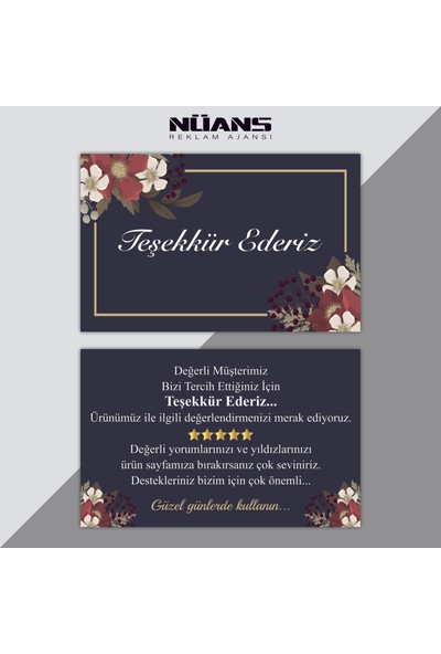 Teşekkür Kartı - 100 Adet (5,2x8,2cm)