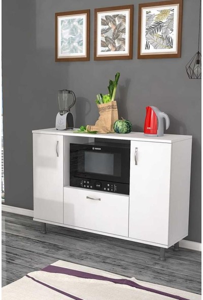 Era Home Tamamı Mdf Pier Çok Amaçlı Fırın Dolabı Beyaz