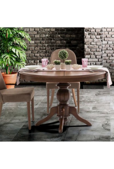 Roys Ahşap 120 cm Masif Ceviz Yuvarlak Ilaveli Yemek Masası Roys Ahşap 120 cm Masif Ceviz Yuvarlak Ilaveli Yemek Masası