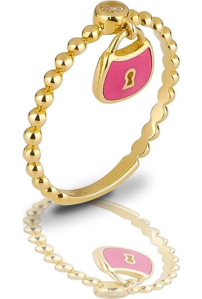 Alyanaklar Kilit Figürlü Sarı Altın Yüzük