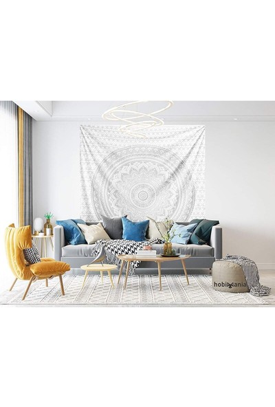 Hobimania Duvar Örtüsü Beyaz Mandala Psychedelic Tapestry 150X200 cm Duvar Dekorasyon Moda Hobimania Duvar Örtüsü Beyaz Mandala Psychedelic Tapestry 150X200 cm Duvar Dekorasyon Moda