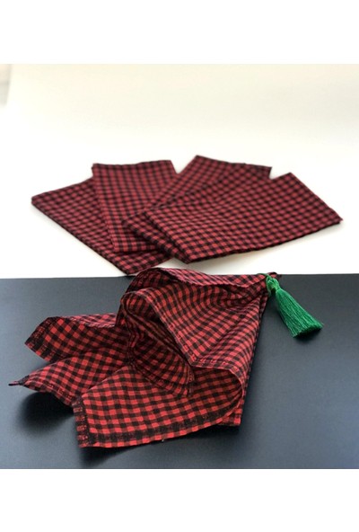 Cosas De Casa Yılbaşı Temalı Ekose Kırmızı Siyah Yeni Yıl Peçetesi