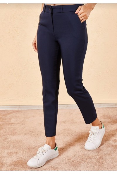 HMZ Kadın Lacivert Kumaş Kalem Pantolon