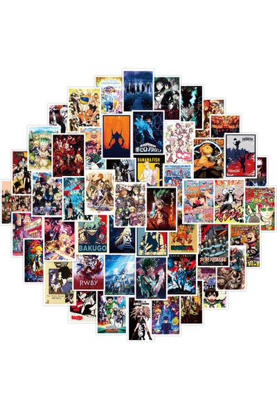 50 Yeni Posterler Anime Koleksiyonu Grafiti Çıkartmaları Su Geçirmez Bavul Dizüstü Kaykay Su Bardağı Çıkartmaları (Yurt Dışından)