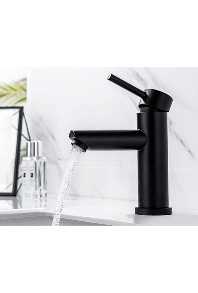 Lavabo Bataryası Siyah Kaplama Çift Su Girişli Yüksek Model Lavabo Bataryası Siyah Kaplama Çift Su Girişli Yüksek Model