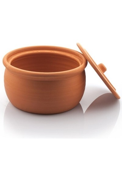 Sönmez Çömlekçilik Çömlek Çifte Fırınlanmış Toprak Kapaklı Güveç Büyük Boy 26 x 16 cm