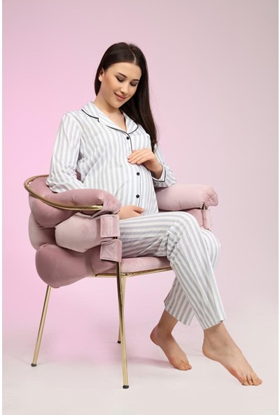 Tampap Kadın Düğmeli Lohusa Pijama Takımı Baskılı Tampap 1300 Tampap Kadın Düğmeli Lohusa Pijama Takımı Baskılı Tampap 1300
