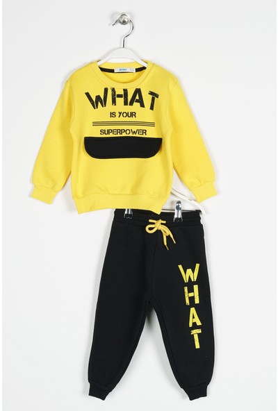 Zepkids Erkek Çocuk Eşofman Takımı What Baskılı 2-5 Yaş