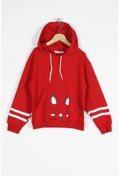 Zepkids Kız Çocuk Sweatshirt Tavşan Baskılı Cep Detaylı 9-12 Yaş