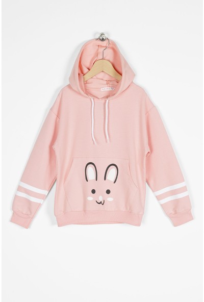 Zepkids Kız Çocuk Sweatshirt Tavşan Baskılı Cep Detaylı 9-12 Yaş