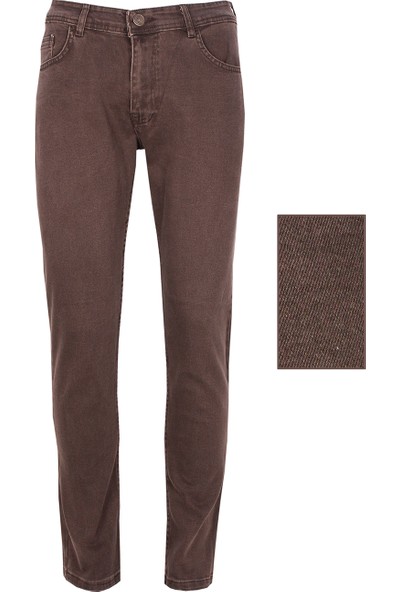 Varetta Erkek Kestane Rengi Üsten Cepli Regulafit Jeans Pantolon
