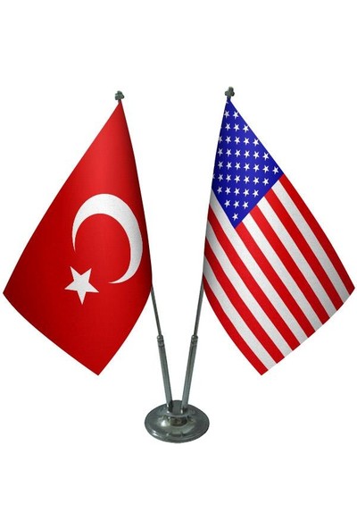 Saturndesign Masaüstü Amerika Bayrağı Türk Bayrağı İkili Krom Direk Masa Bayrak Seti Saturndesign Masaüstü Amerika Bayrağı Türk Bayrağı İkili Krom Direk Masa Bayrak Seti