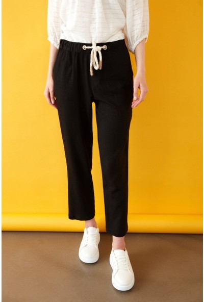 Ayhan Kadın Ip Bağlamalı Keten Pantolon