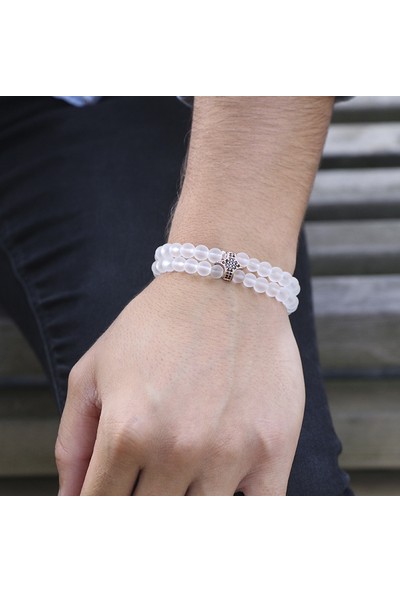 Zuk Collection Doğal Taş Kristal Kuvars Taşı Çift Sıra 6mm Bileklik Özel Ahşap Kutulu Zuk Collection Doğal Taş Kristal Kuvars Taşı Çift Sıra 6mm Bileklik Özel Ahşap Kutulu