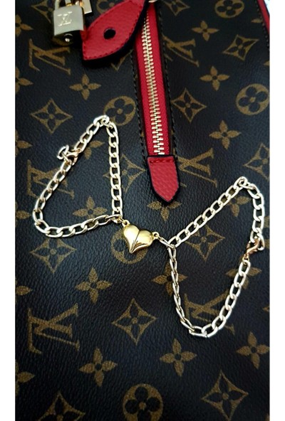 FullControl Unisex Gold Kaplama Kararmaz Kalp Mıknatıslı Sevgili Bilekliği Ikili Çift Bilekliği Best Friends