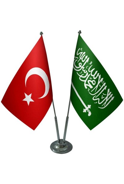 Saturndesign Masaüstü Suudi Arabistan Bayrağı Türk Bayrağı İkili Krom Direk Masa Bayrak Seti Saturndesign Masaüstü Suudi Arabistan Bayrağı Türk Bayrağı İkili Krom Direk Masa Bayrak Seti